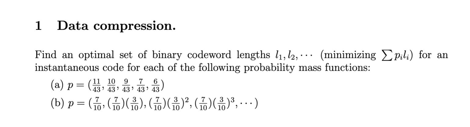Solved 1 ﻿Data compression.Find an ﻿optimal set of ﻿binary | Chegg.com