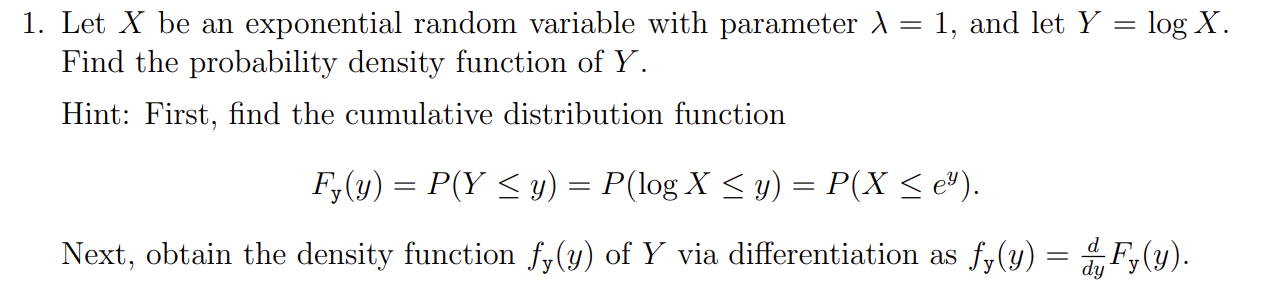 Solved Let \\( X \\) be an exponential random variable with | Chegg.com