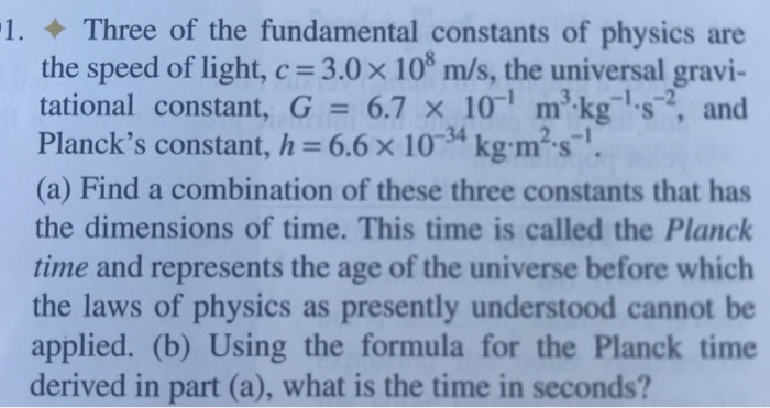 Solved Three of the fundamental constants of physics are the | Chegg.com
