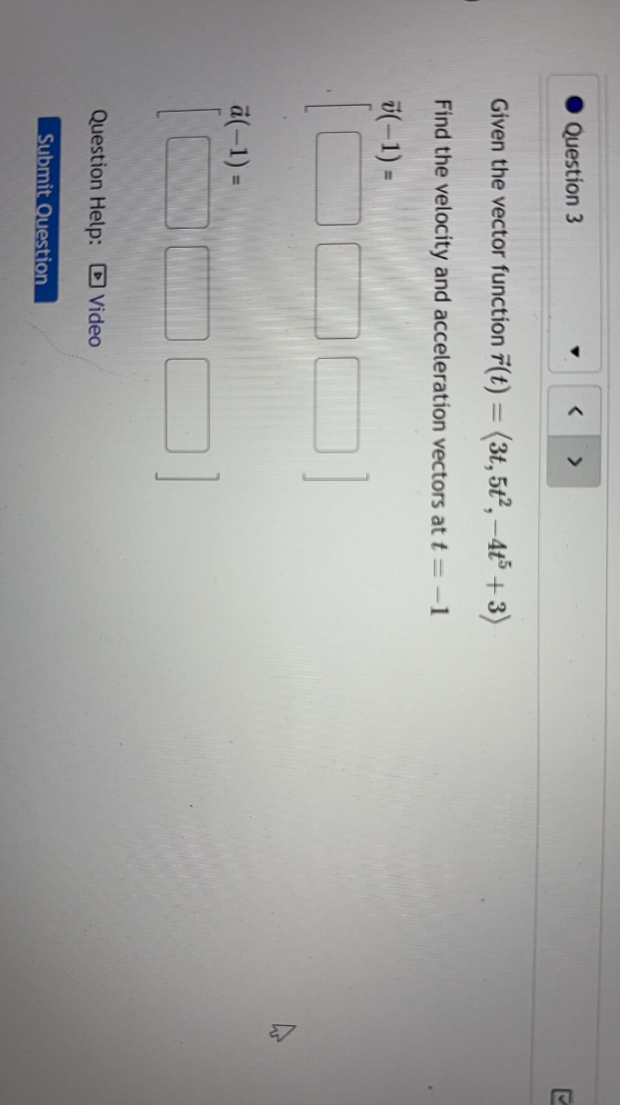 Solved Given the vector function r(t)= 3t,5t2,−4t5+3 Find | Chegg.com