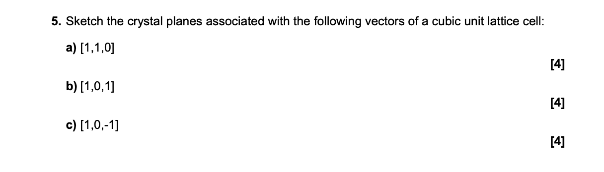 Solved 5. Sketch the crystal planes associated with the | Chegg.com
