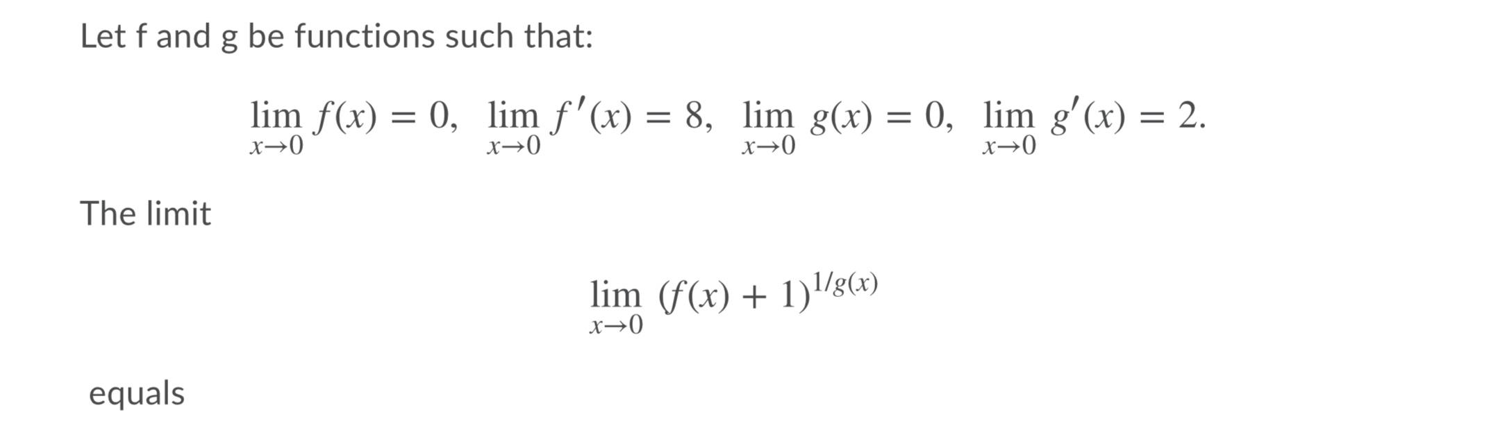 Solved Let f(x) be a function such that lim f(x) = 0 and lim | Chegg.com