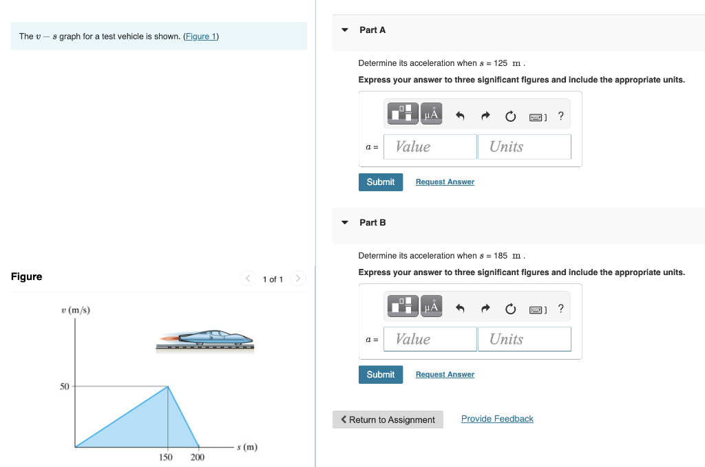 Solved The v−s graph for a test vehicle is shown. Part A | Chegg.com