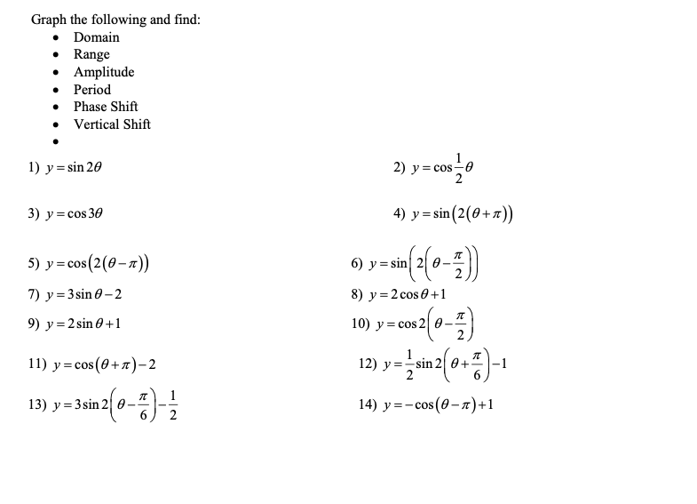 Solved Graph the following and find: - Domain - Range - | Chegg.com