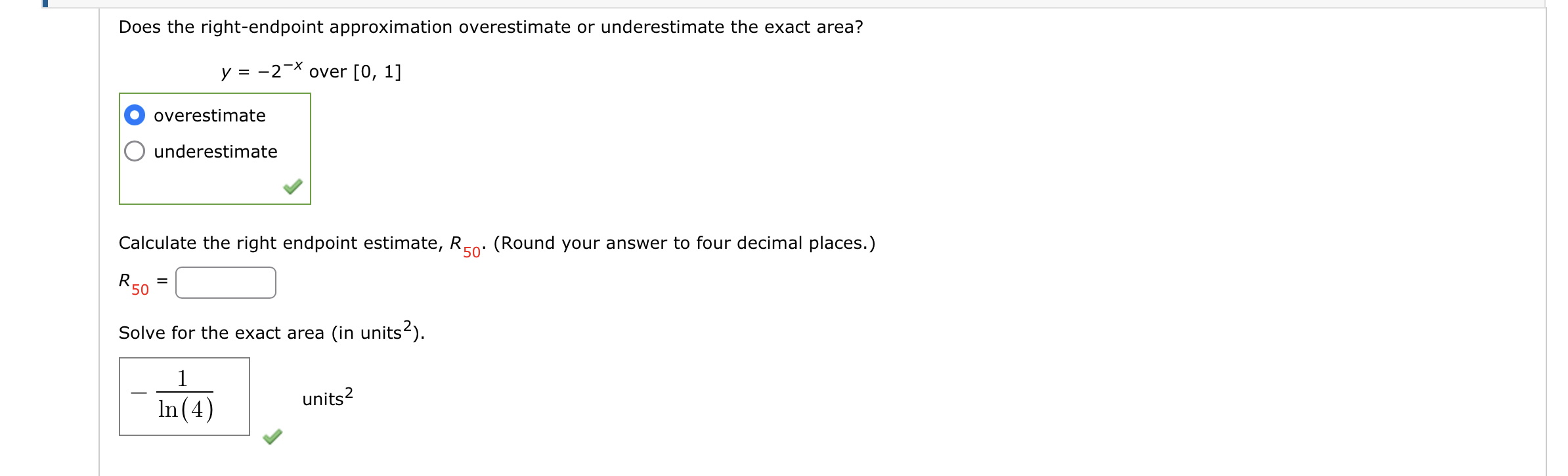 Solved Does the right-endpoint approximation overestimate or | Chegg.com