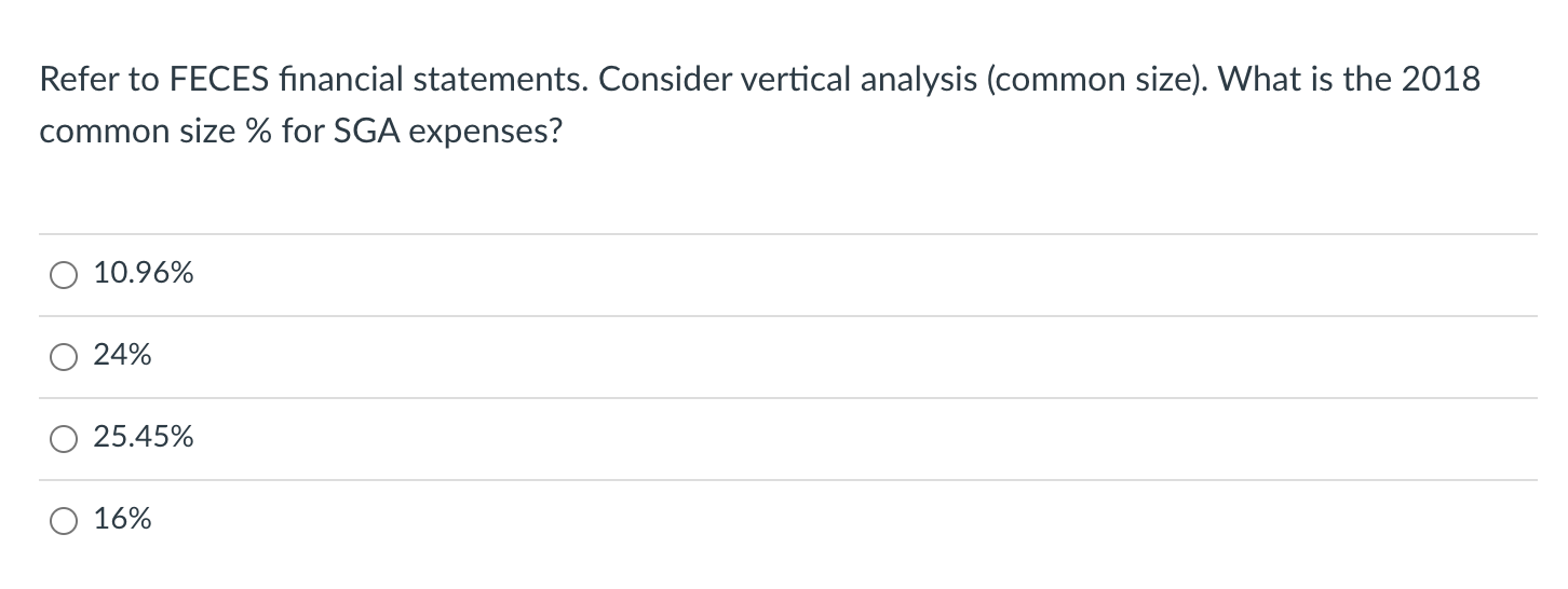 Solved 2019 2018 Income Statement Sales CGS Gross margin SGA | Chegg.com