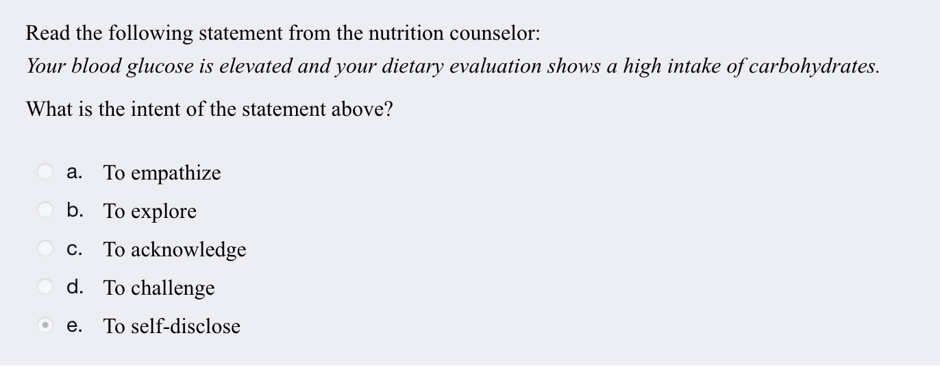 Solved Read the following statement from the nutrition | Chegg.com