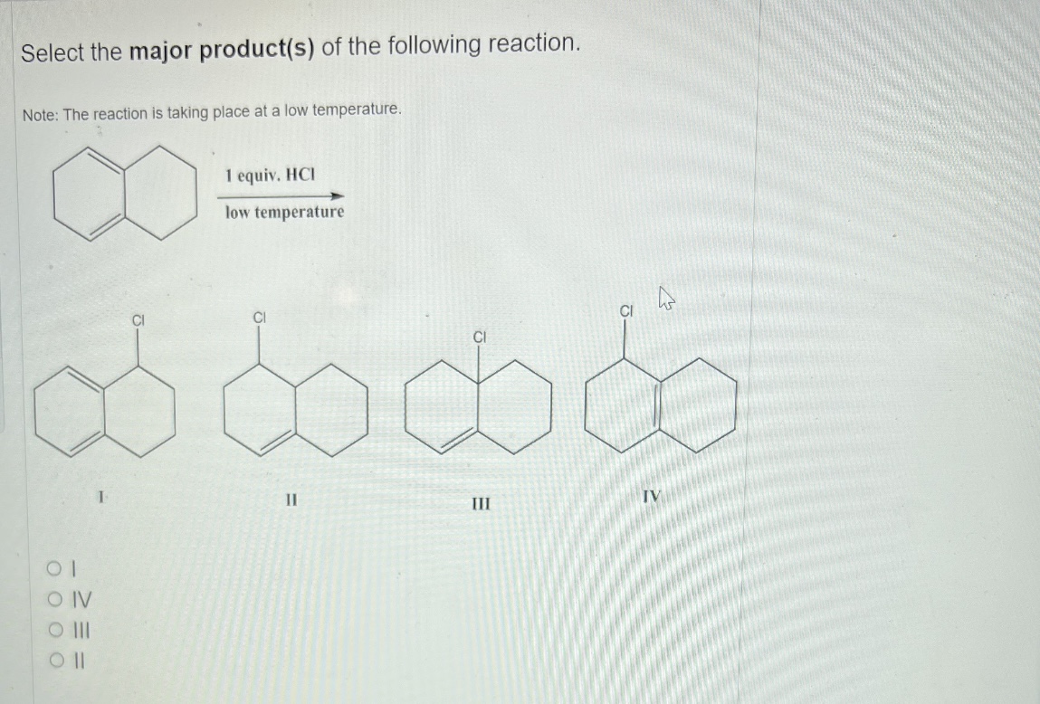 Solved Select the major product(s) of the following | Chegg.com