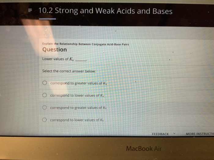 Solved 10.2 Strong and Weak Acids and Bases Explain the | Chegg.com