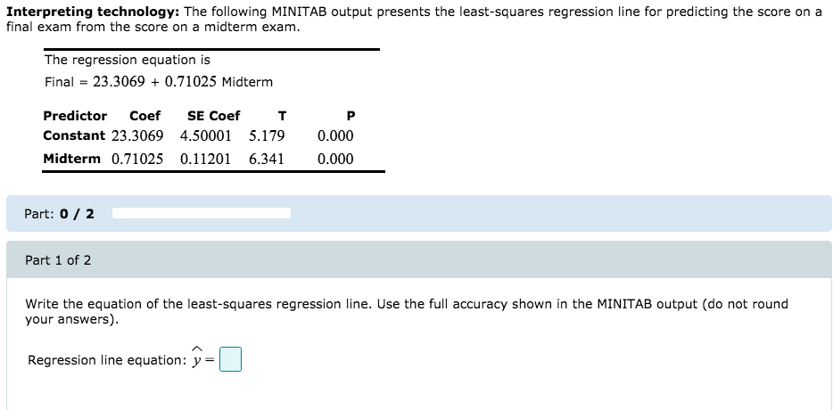 Solved Interpreting technology: The following MINITAB output | Chegg.com