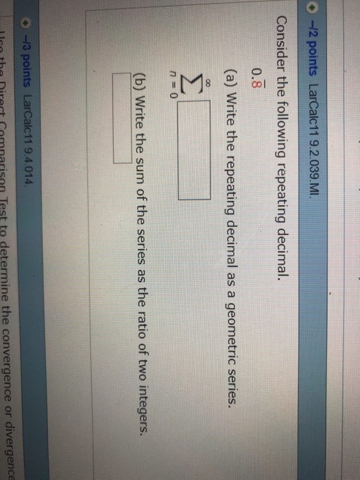 Solved Consider the following repeating decimal. 0.2 (a) | Chegg.com