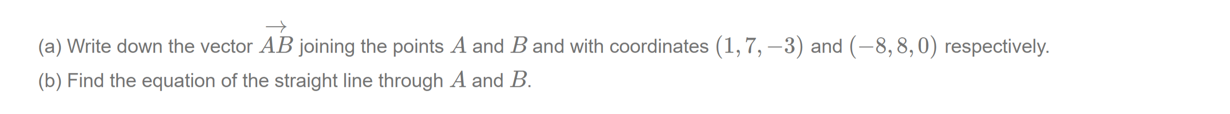 Solved A Write Down The Vector Ab Joining The Points A And Chegg