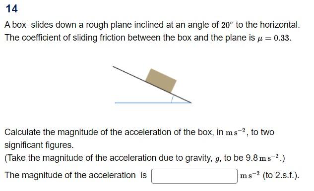 Solved A box slides down a rough plane inclined at an angle | Chegg.com