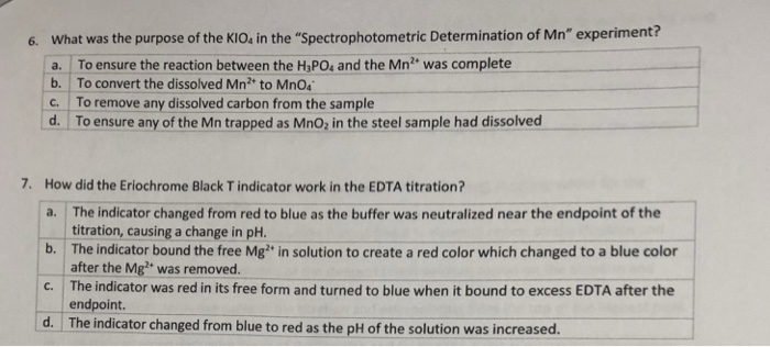 Solved What was the purpose of the KIO4 in the | Chegg.com