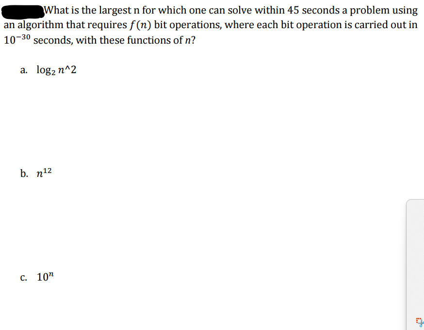 Solved What is the largest n for which one can solve within | Chegg.com