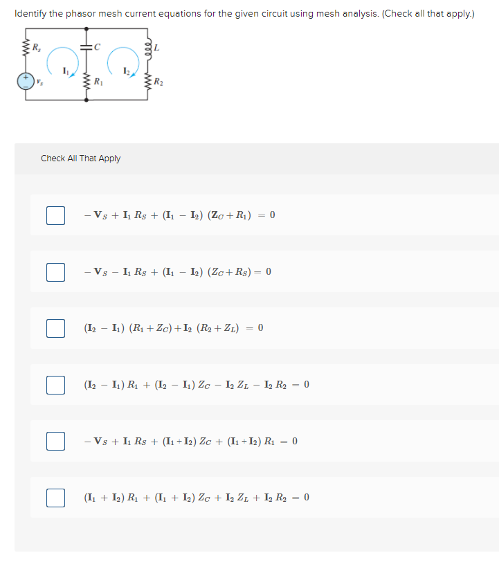 Solved Identify the phasor mesh current equations for the | Chegg.com