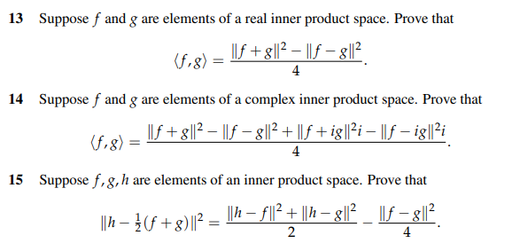 Solved 13 Suppose f and g are elements of a real inner | Chegg.com