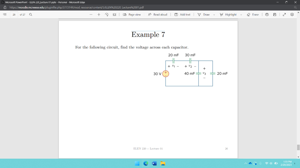 Solved For the following circuit, find the voltage across | Chegg.com