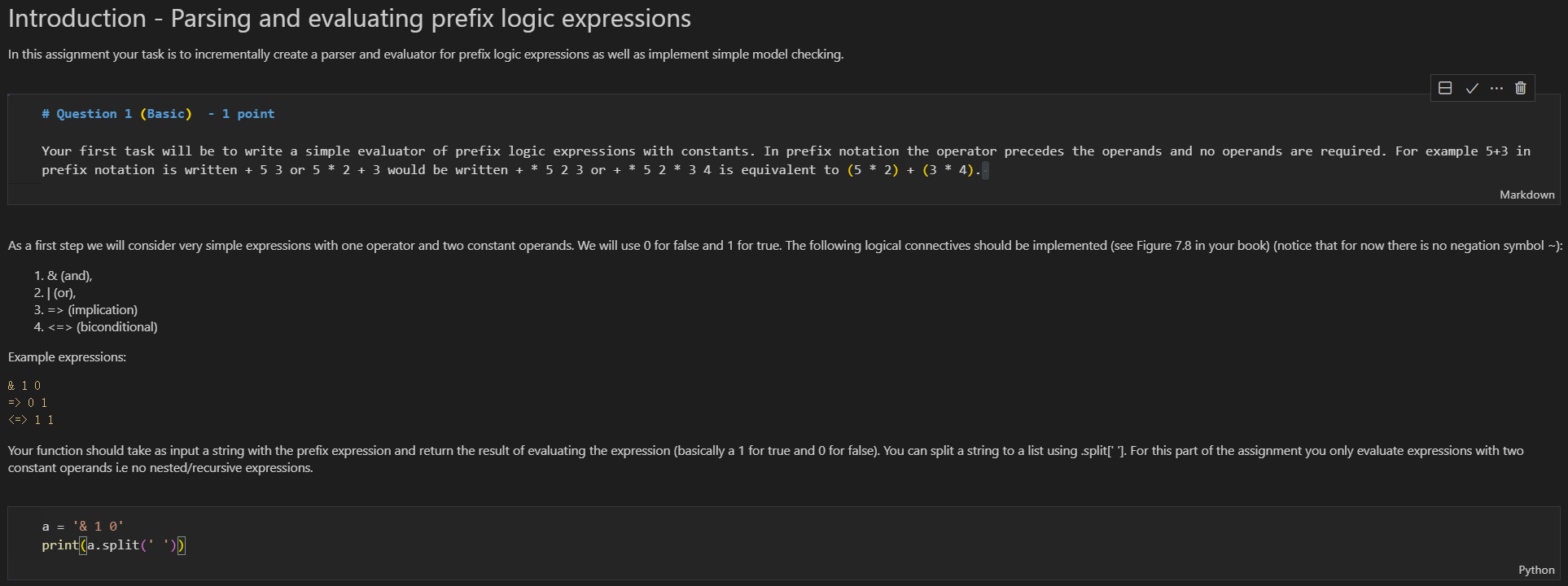 Solved Introduction - Parsing and evaluating prefix logic | Chegg.com Solved Introduction - Parsing and evaluating prefix logic | Chegg.com
