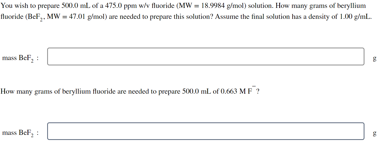 Solved You wish to prepare 500.0 mL of a 475.0ppmw/v | Chegg.com