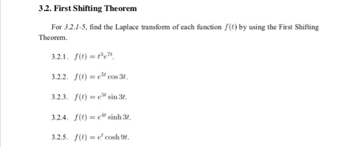 Solved 32. First Shifting Theorem For 3.2.1-5, find the | Chegg.com