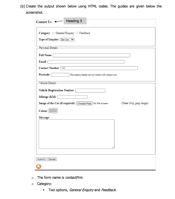 Solved QUESTION 1 - HTML (40 marks) (a) Create the output | Chegg.com