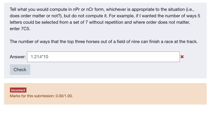 Tell what you would compute in nPr or nCr form, | Chegg.com