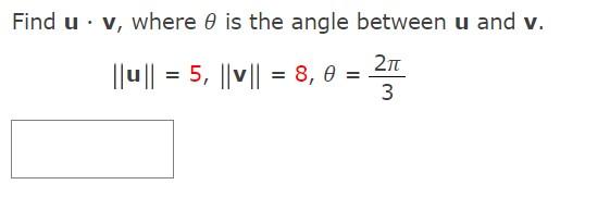 Solved Find u v, where . is the angle between u and v. 2π 3 | Chegg.com