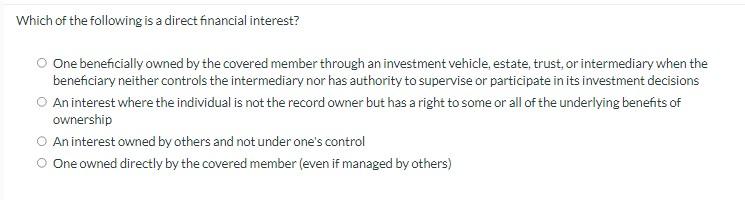 Which of the following is a direct financial | Chegg.com