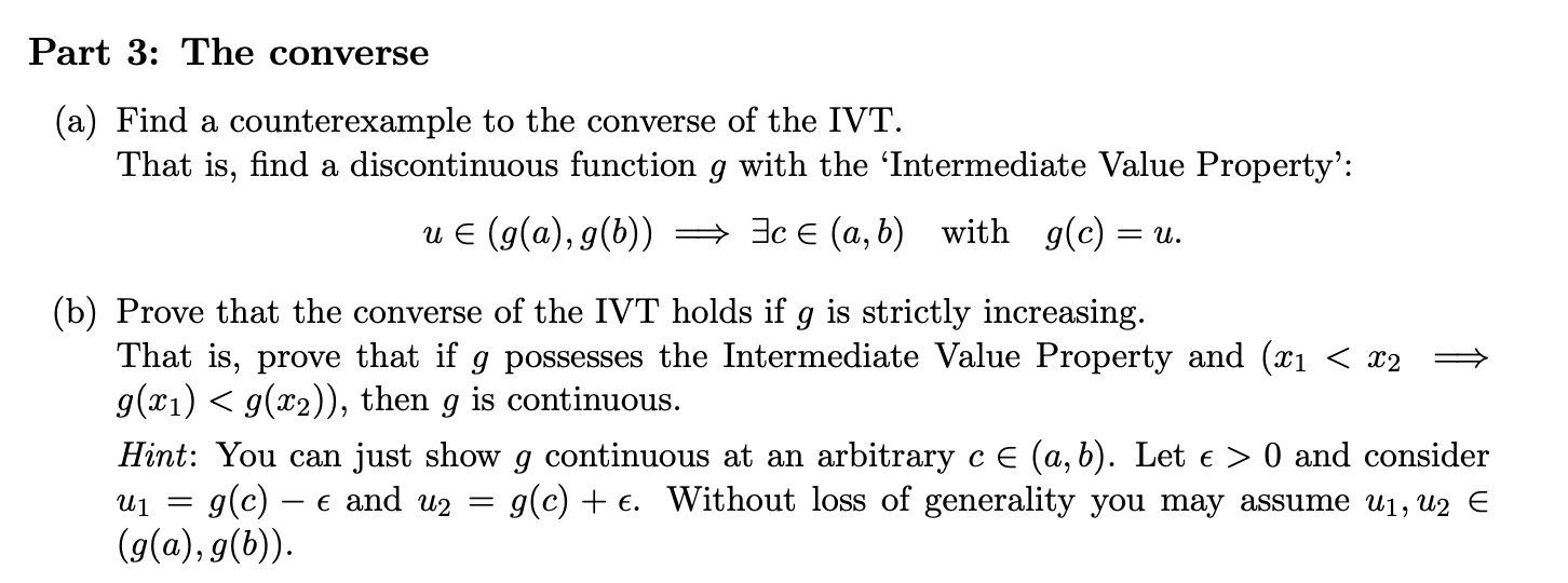 Part 3: The converse(a) ﻿Find a counterexample to the | Chegg.com