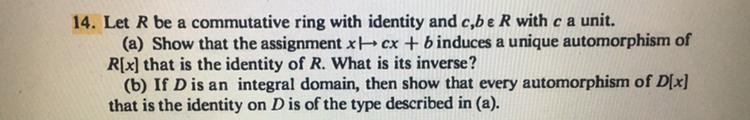 Solved 14. Let R be a commutative ring with identity and cbe | Chegg.com