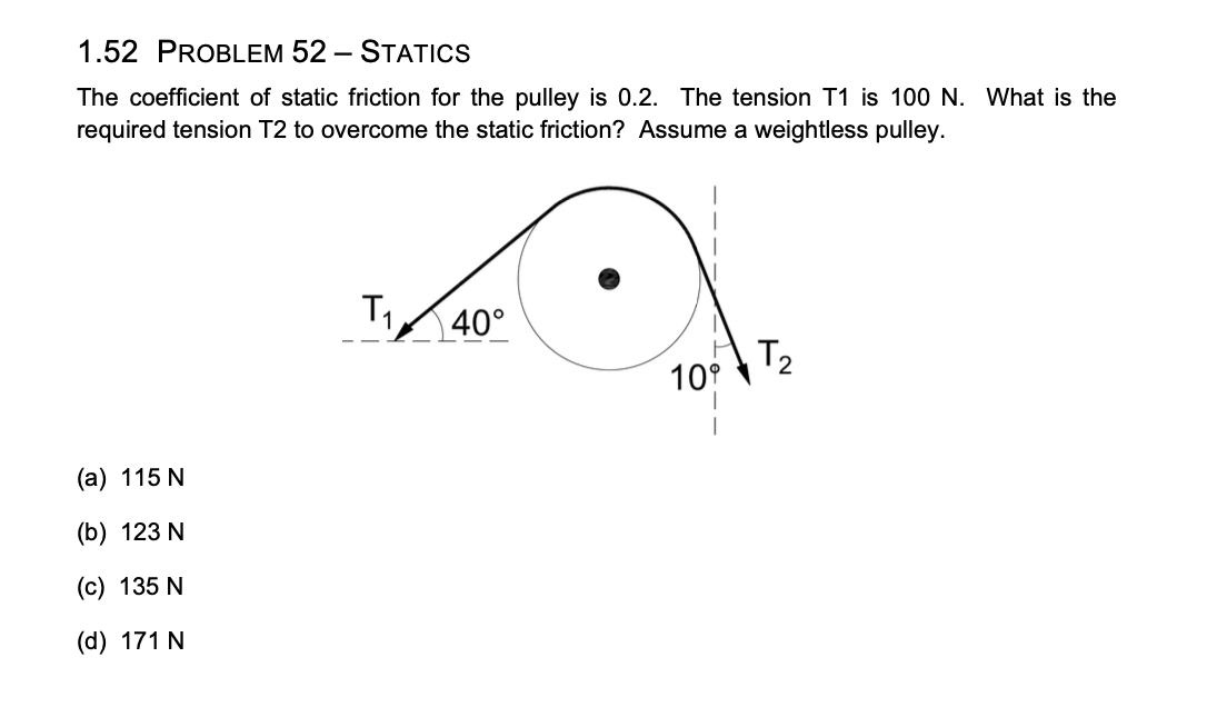Solved 1.52 PROBLEM 52 - StATICS The coefficient of static | Chegg.com