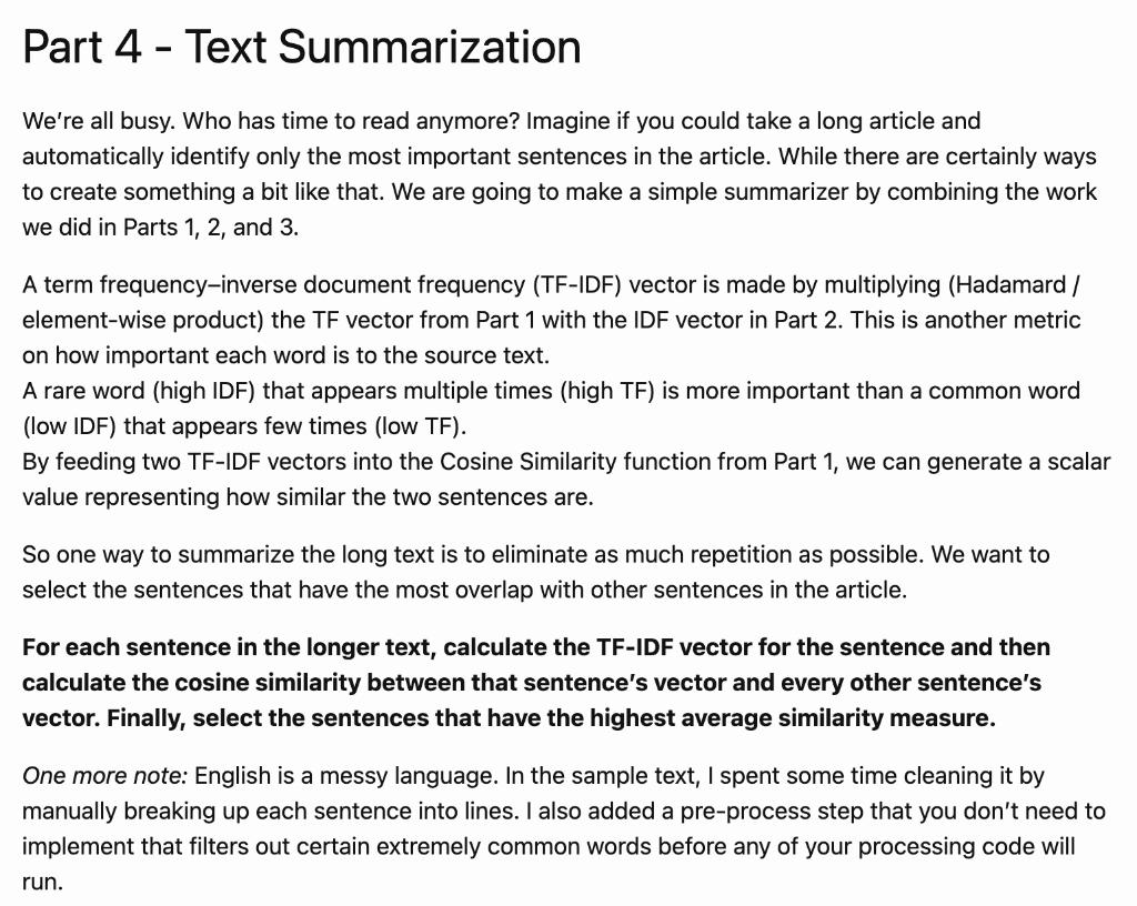 Text Summarization NOTE 1: The solution to this | Chegg.com