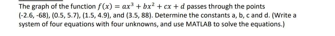 Solved The graph of the function f(x) = ax3 + bx2 + cx + d | Chegg.com