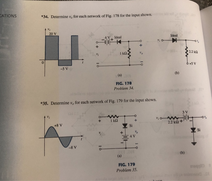 Solved CATIONS *34. Determine v, for each network of Fig. | Chegg.com