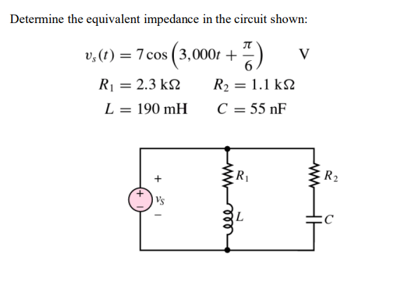 Solved Determine the equivalent impedance in the circuit | Chegg.com