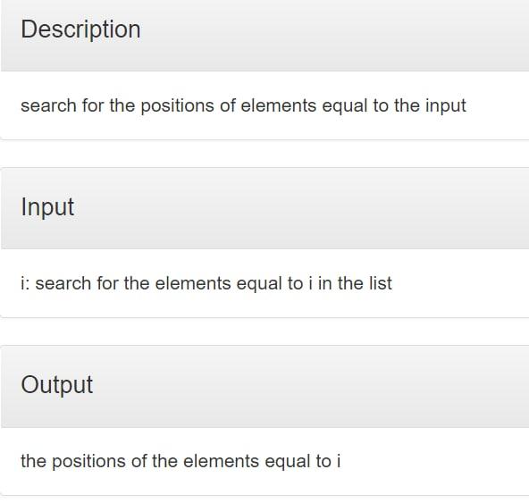 Solved Description search for the positions of elements | Chegg.com
