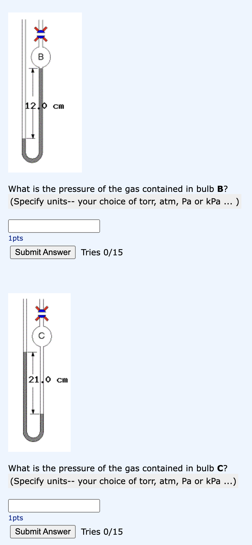 Solved Mercury Manometer -- ﻿Pressure Units Schematic | Chegg.com
