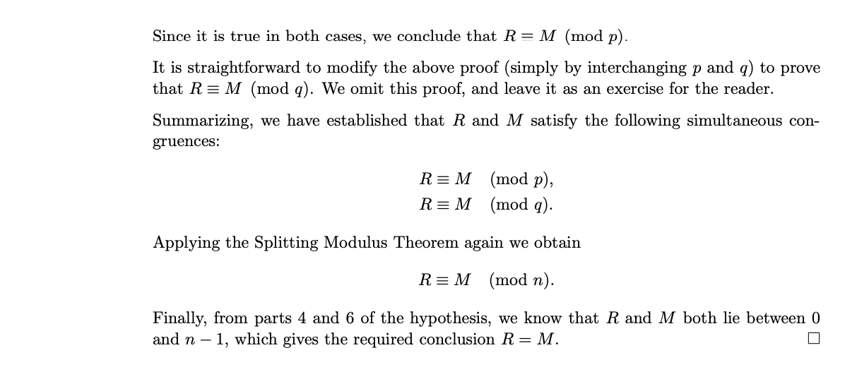 Solved 93 Proving That The Rsa Scheme Works Now That We 