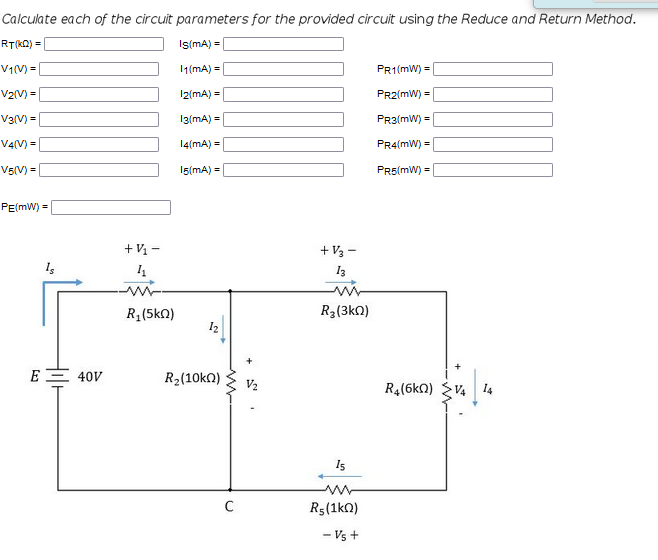 Solved Calculate each of the circuit parameters for the | Chegg.com