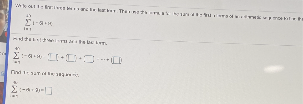 Solved Write out the first three terms and the last term. | Chegg.com
