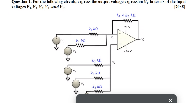 Solved Question 1. For the following circuit, express the | Chegg.com