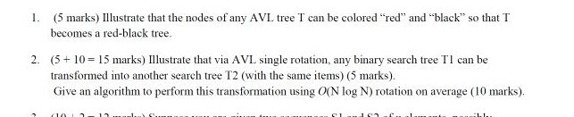 Solved 1. 5 marks) Illustrate that the nodes of any AVL tree | Chegg.com