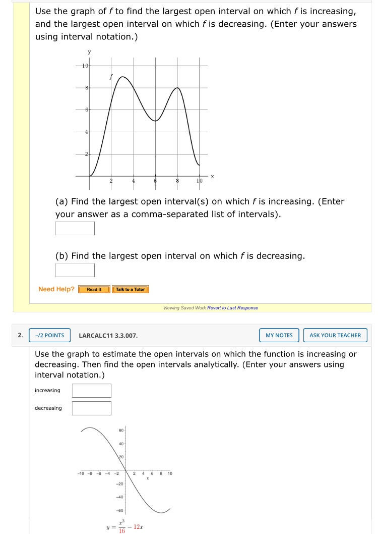 Solved Use the graph of f to find the largest open interval | Chegg.com
