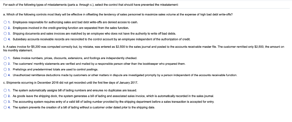 Solved For each of the following types of misstatements | Chegg.com