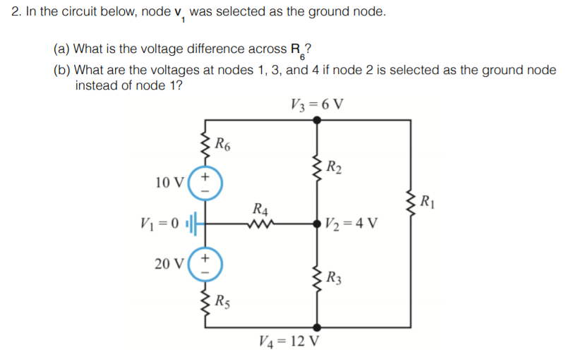 Solved 2. In the circuit below, node v, was selected as the | Chegg.com