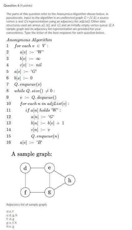 Solved Question 6 (4 points) The parts of this question | Chegg.com