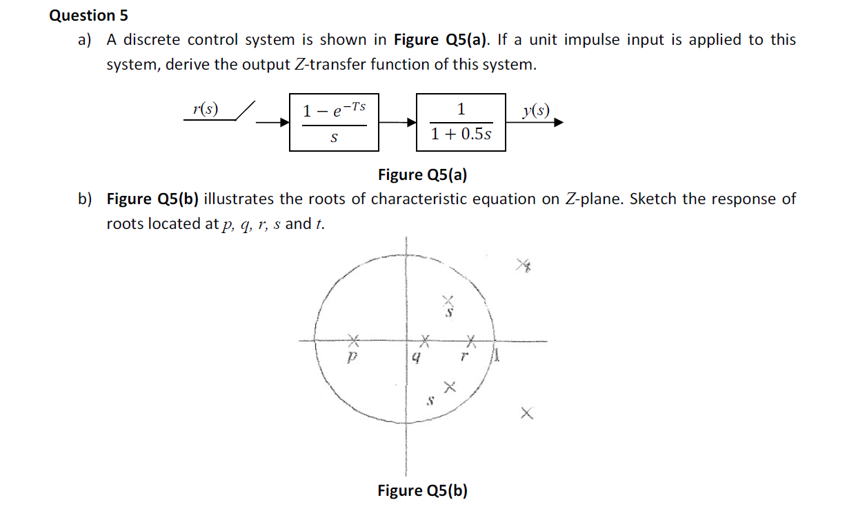 Question 5 a) A discrete control system is shown in | Chegg.com