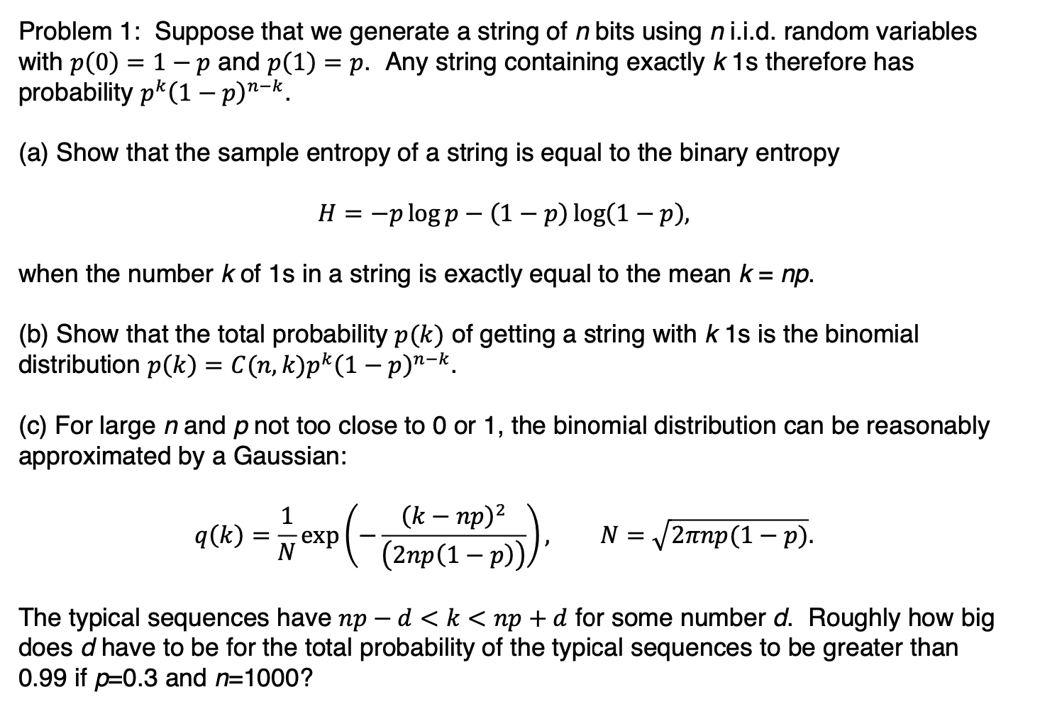 Solved Problem 1: Suppose that we generate a string of n | Chegg.com