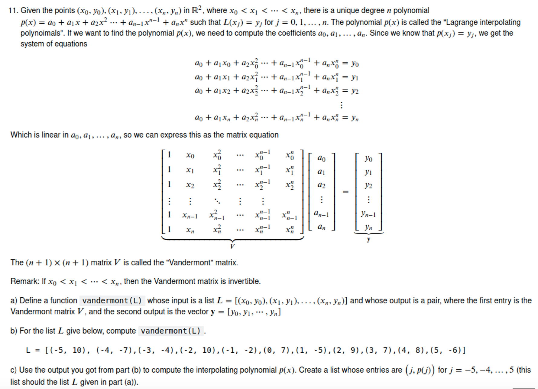 Solved CODE ON SAGEMATH PLEASE: Given the points | Chegg.com